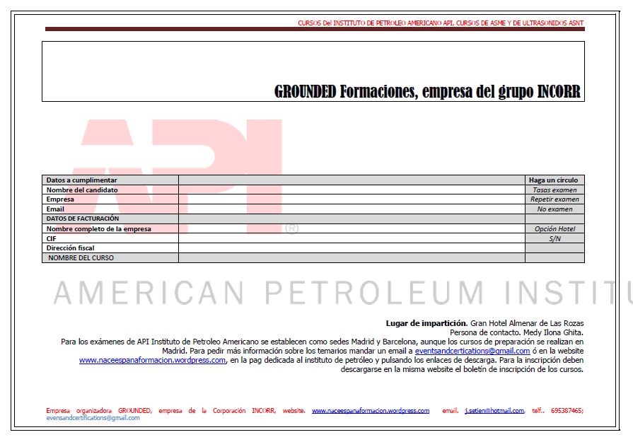 API Instituto Americano del petróleo, Entrenamiento y certificaciones ...